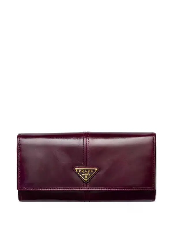Prada Large Leather Triangular-logo Wallet