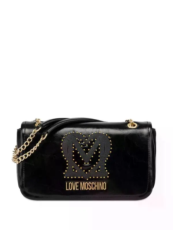 Moschino Chain-strap Studded-logo Bag - Black