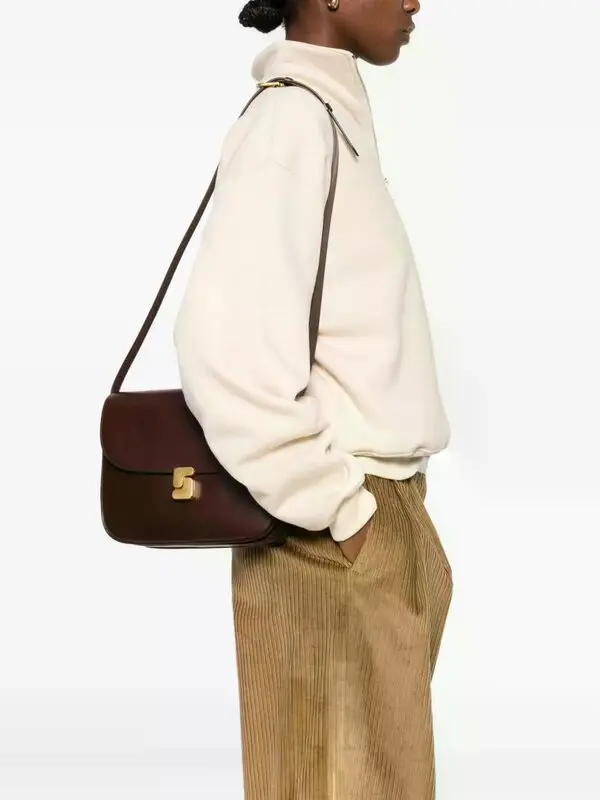 Soeur Calf Leather Cross Body Bag With Gold-tone Clasp - Brown