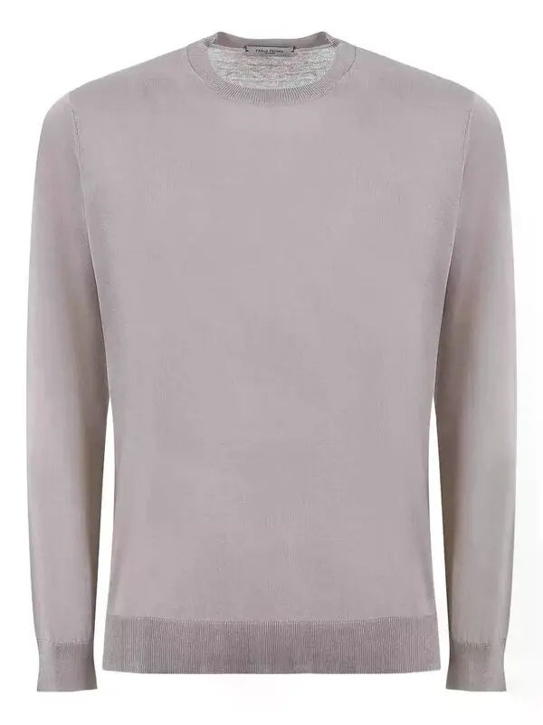 PAOLO PECORA Round Neck Long Sleeve Sweater - Grey