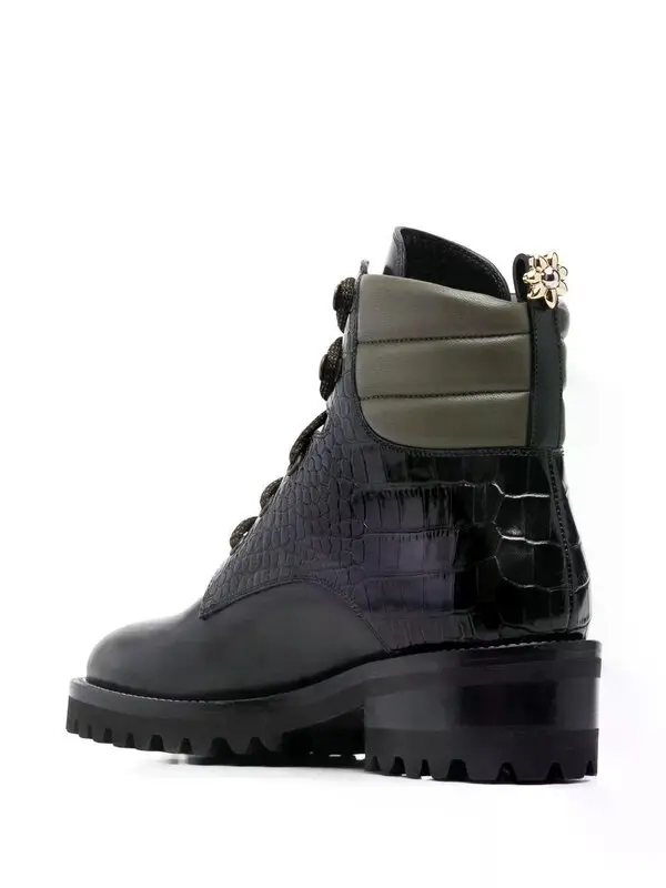 FABRIZIO VITI Croco-embossed Ankle Boots