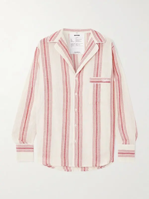 BETTTER Embroidered Striped Organic Cotton Shirt - Multi
