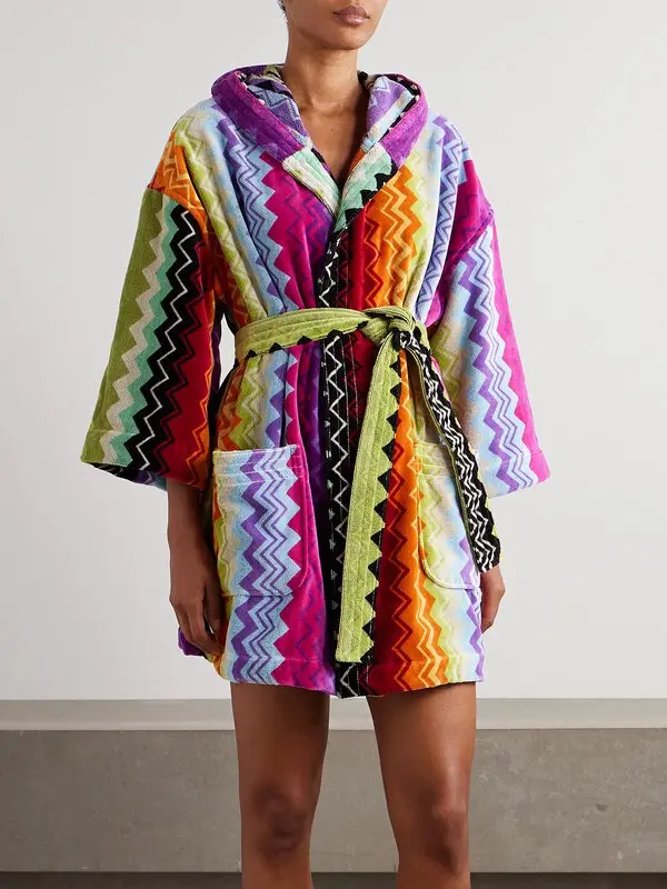 Missoni Giacomo Belted Striped Cotton-terry Robe - Multi
