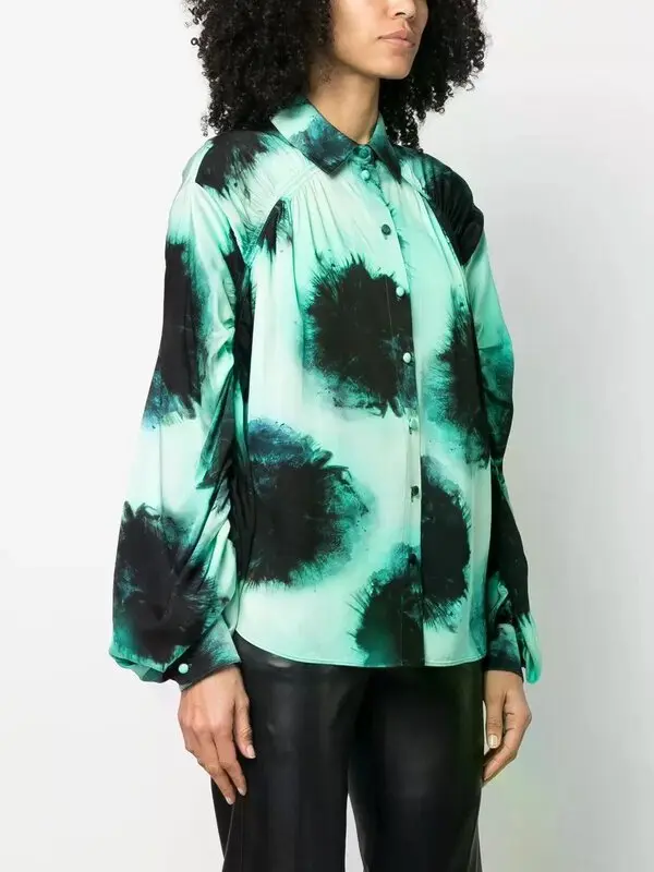 DEL CORE Abstract Print Bishop Sleeve Shirt