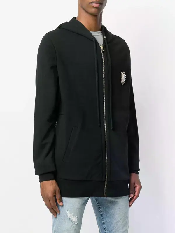 IH NOM UH NIT Long Hooded Zip-up With Embellished Logo