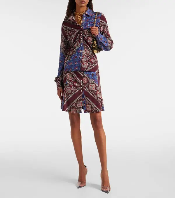 Rabanne Gathered Paisley Printed Miniskirt