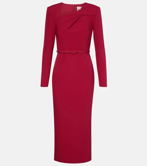 Roland Mouret Belted Crepe Midi Dress - Pink