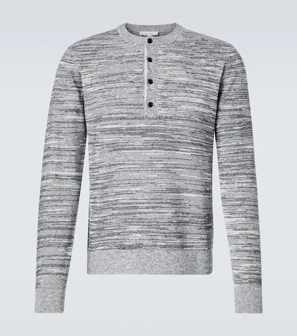 JW Anderson Cotton And Linen-blend Henley Shirt In Steel - Grey