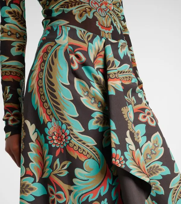 Etro Floral Asymmetric Wrap Skirt