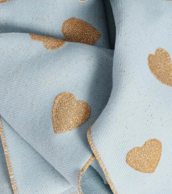 Valentino Garavani Heart Fringed Wool-blend Scarf