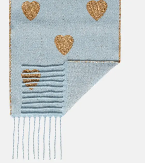 Valentino Garavani Heart Fringed Wool-blend Scarf