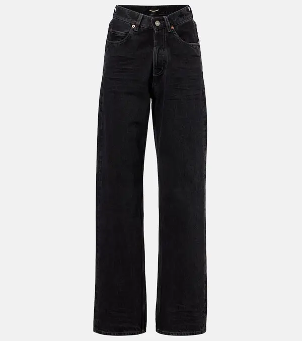 Saint Laurent V-waist Wide-leg Jeans - Black