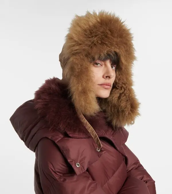 YVES SALOMON Shearling-trimmed Down Trapper Hat - Beige
