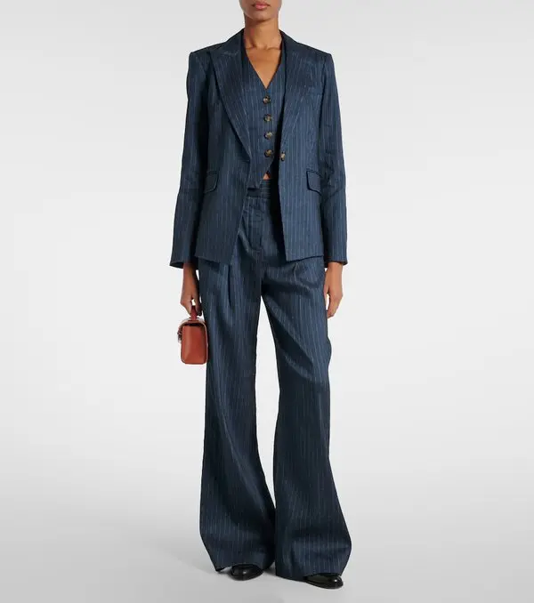 Veronica Beard Rimini Linen-blend Wide-leg Trousers