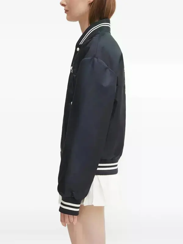 Sporty & Rich Embroidered Logo Bomber Jacket - Blue