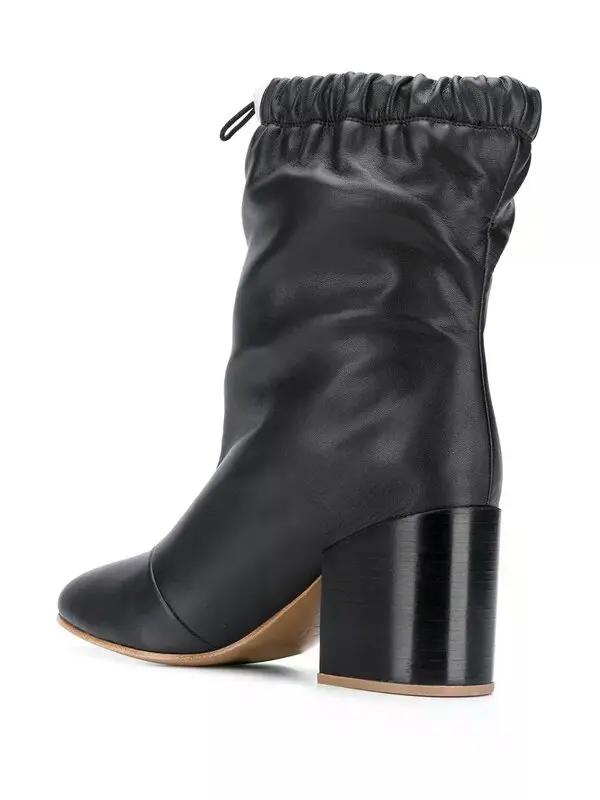 F_WD Leather Drawstring Ankle Boots