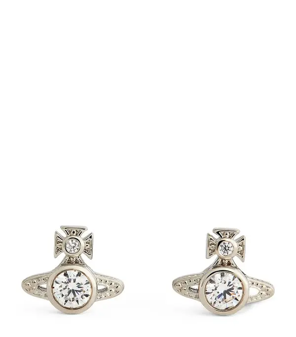 VIVIENNE WESTWOOD Mayfair Bas Relief Stud Earrings With Crystal Embellishments - Silver