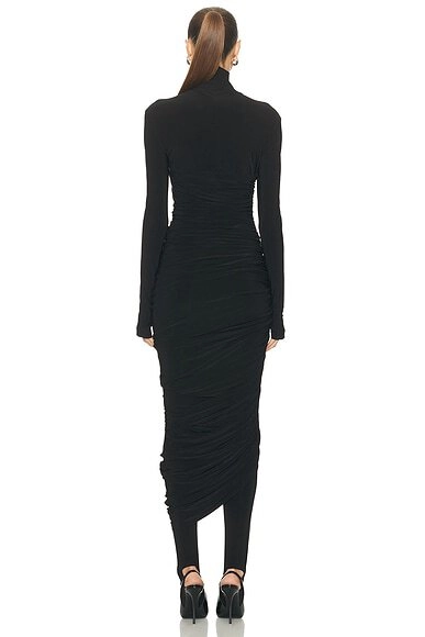 Norma Kamali Long Sleeve Turtleneck Strapless Gown
