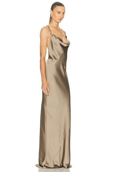 Norma Kamali Cross Back Bias Gown - Elm