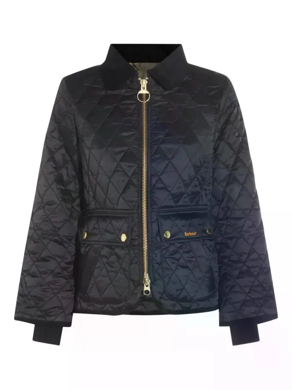 Barbour Diamond-quilted Zip-front Coat - Black