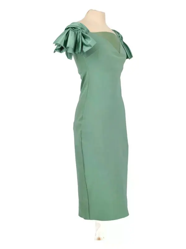 Chiara Boni La Petite Robe Sweetheart Neckline Satin Ruffle Midi Dress