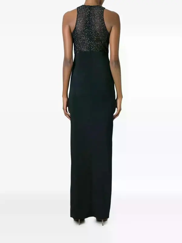 UNGARO Sleeveless Mesh Panel Column Dress