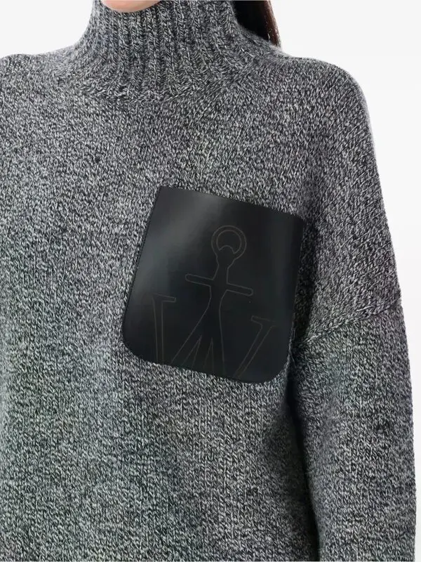 JW Anderson High-neck Sweater With Leather Patch - Grey