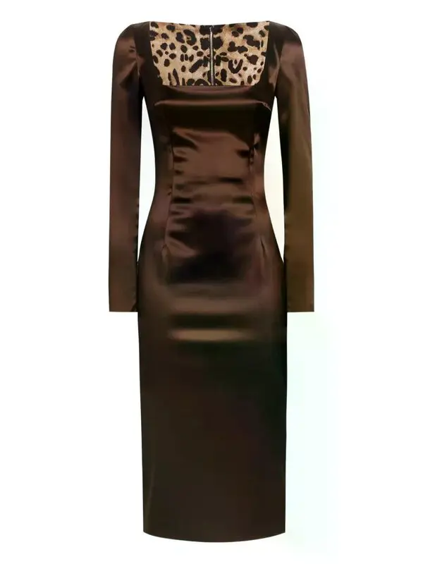 Dolce & Gabbana Midi Square-neck Satin Dress