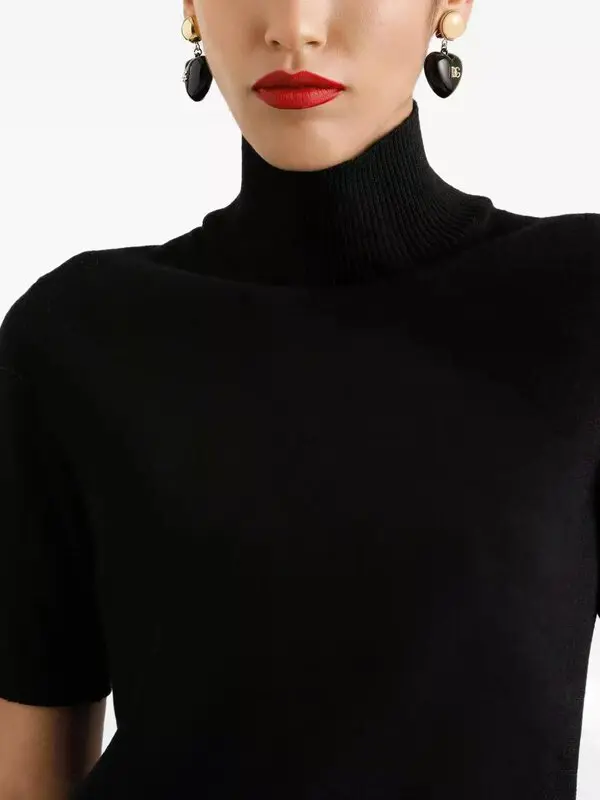Dolce & Gabbana Short-sleeve Turtleneck Fine Knit Sweater