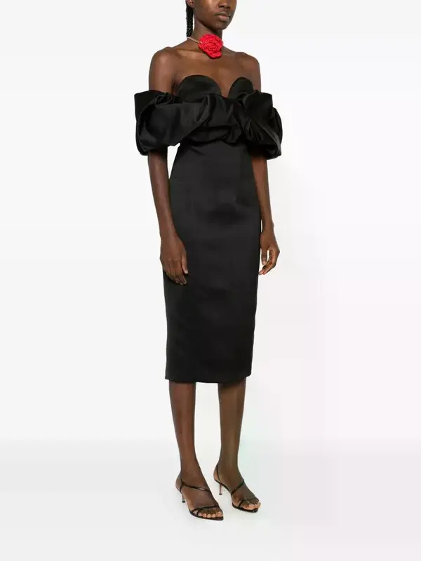 Elisabetta Franchi Off-shoulder Ruffled Midi Dress