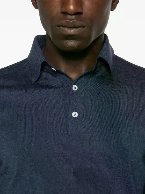 LARDINI Long-sleeve Button Polo Shirt