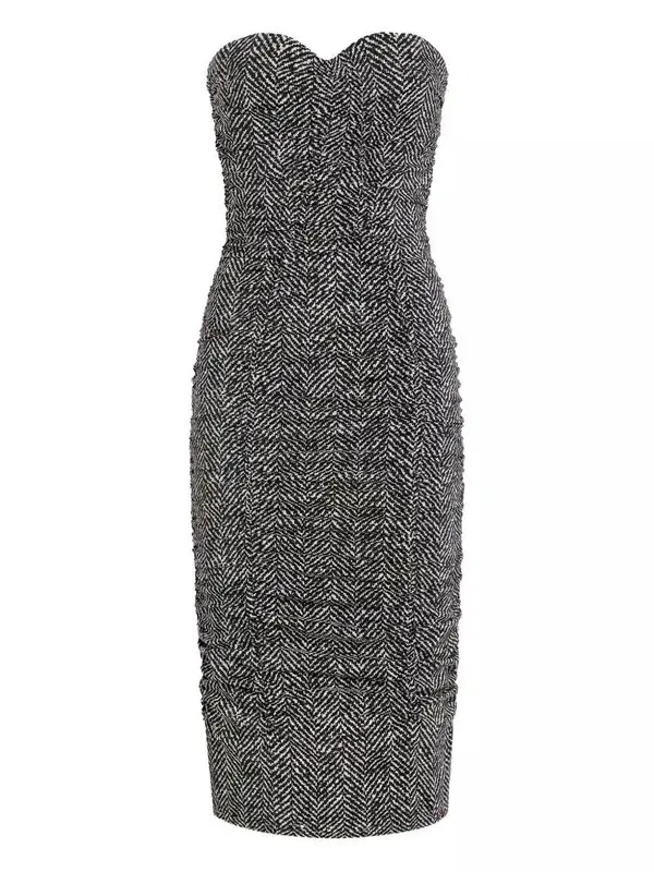 Dolce & Gabbana Midi Chevron Strapless Dress