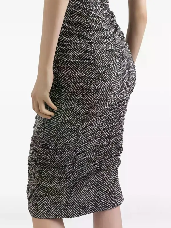 Dolce & Gabbana Midi Chevron Strapless Dress