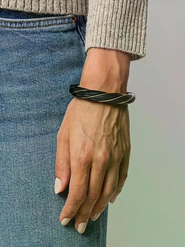 AURÉLIE BIDERMANN Diana Enamelled Twisted Cuff - Black