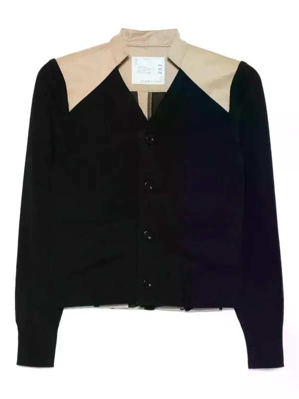 Sacai Contrast Panel Gabardine Cardigan