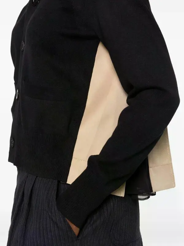 Sacai Contrast Panel Gabardine Cardigan