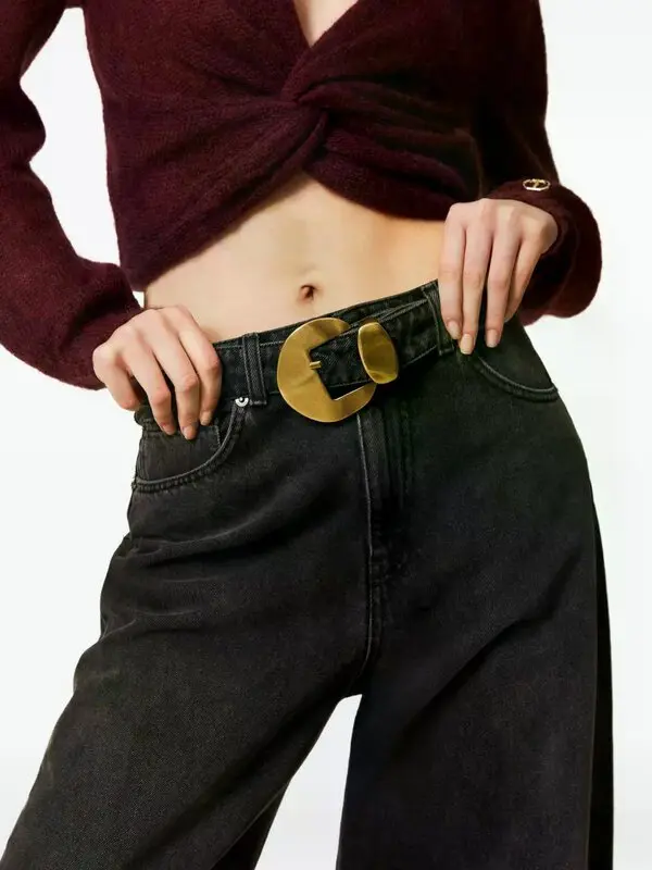 TWINSET High-waist Belted Maxi Jeans - Black