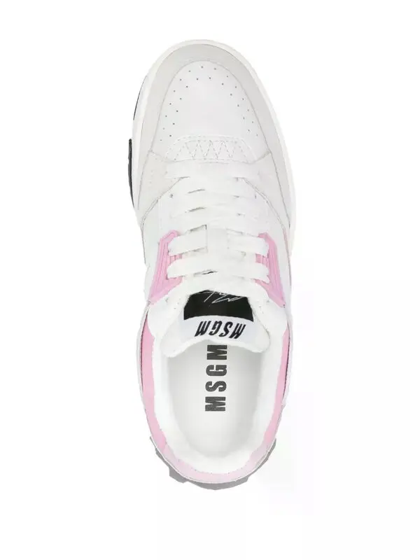 MSGM Logo Print Leather Sneakers