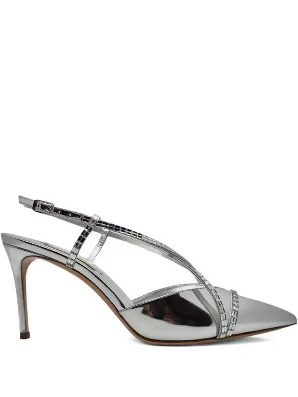Casadei Crystal-embellished Metallic Slingback Pumps - Silver
