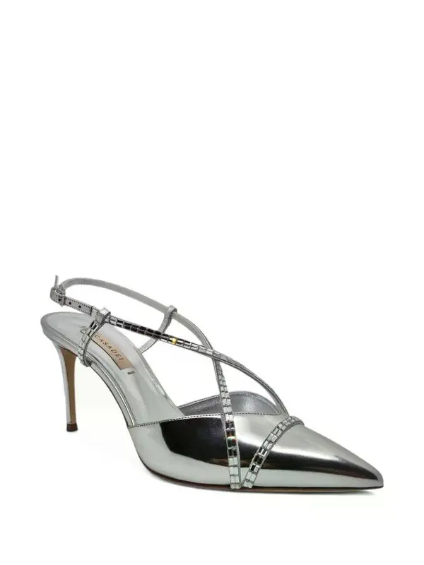 Casadei Crystal-embellished Metallic Slingback Pumps