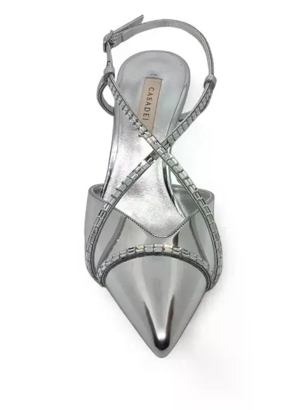 Casadei Crystal-embellished Metallic Slingback Pumps