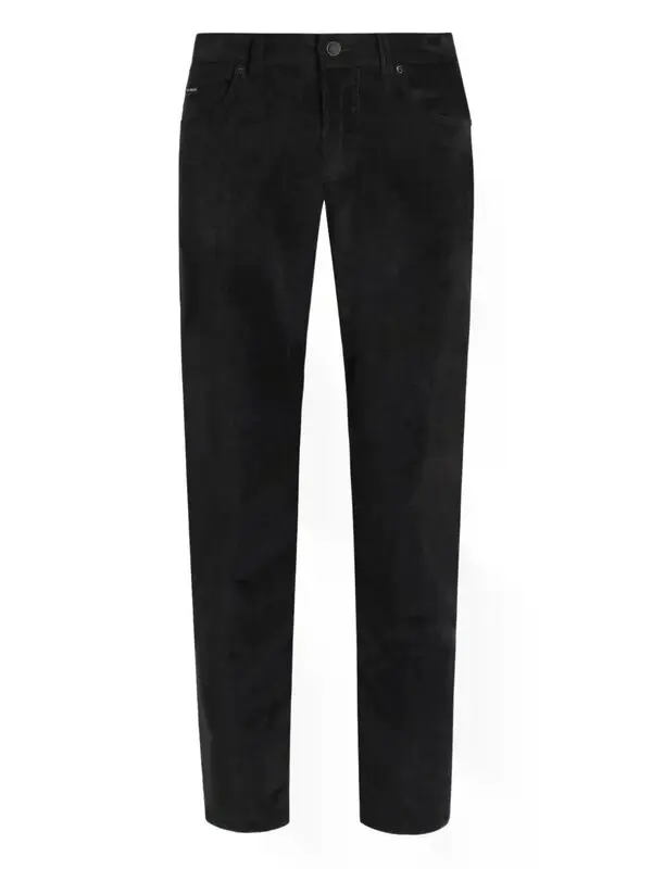 Dolce & Gabbana Corduroy Logo Plaque Trousers - Grey