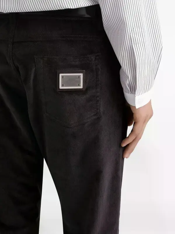 Dolce & Gabbana Corduroy Logo Plaque Trousers