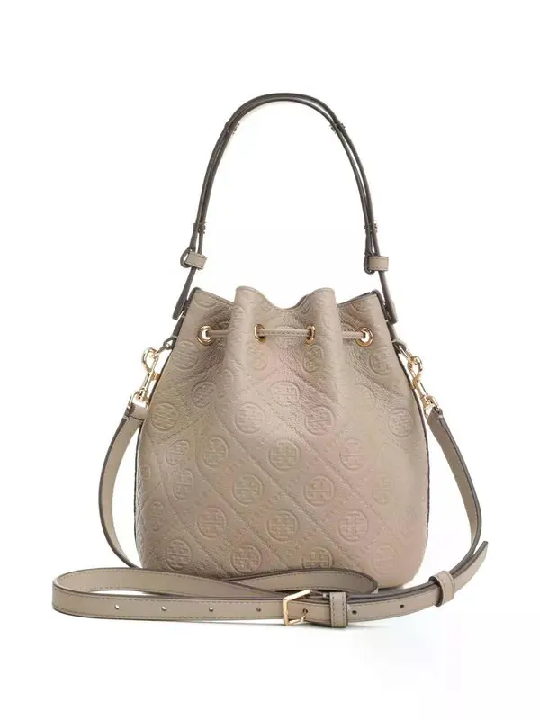 Tory Burch Embossed Logo Bucket Bag - Neutrals