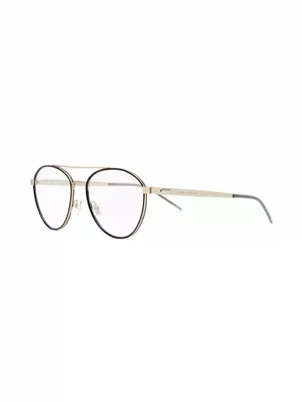 BOSS Polished Effect Round Frame Glasses