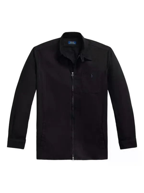 Polo Ralph Lauren Zip-front Long-sleeve Shirt - Black