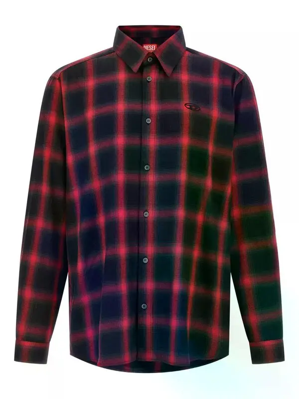 DIESEL® Check-pattern Logo-embroidered Shirt