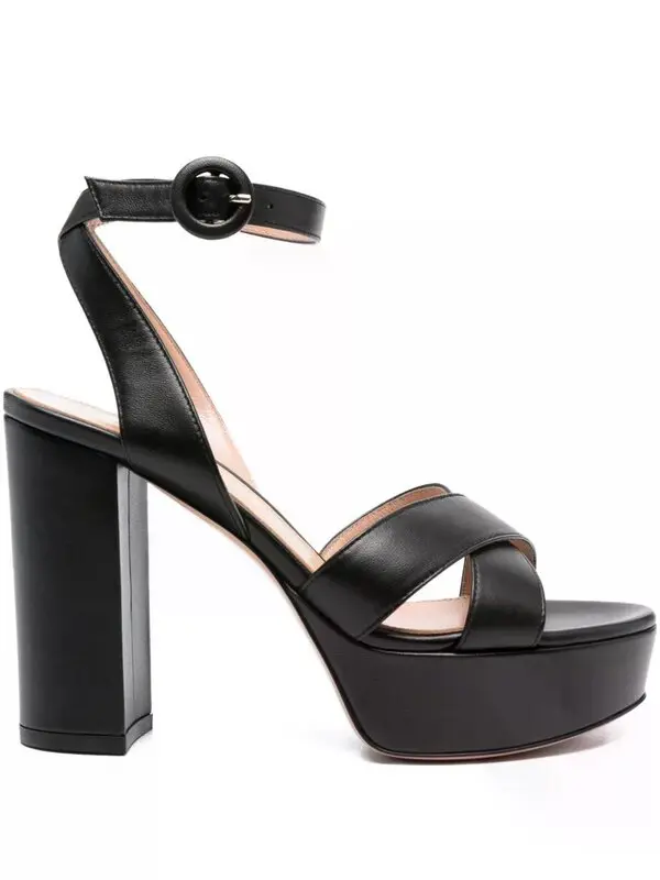 GIANVITO ROSSI 105mm Sabrina Crossover Platform Sandals - Black