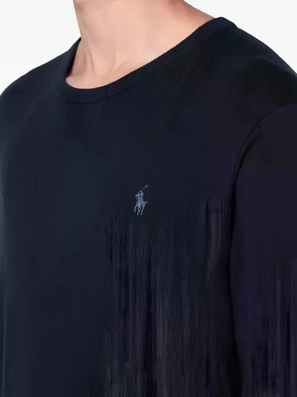 Polo Ralph Lauren Crew Neck Sweater With Embroidered Logo - Blue