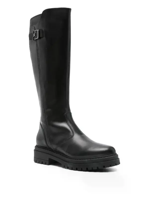 NEROGIARDINI Calf Leather Knee High Boots With Buckle Detail